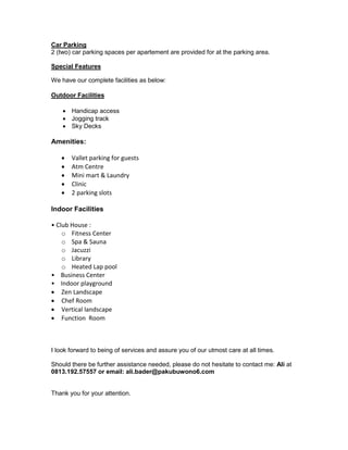 Quotation Letter for 2 bedroom Pakubuwono House apt | PDF