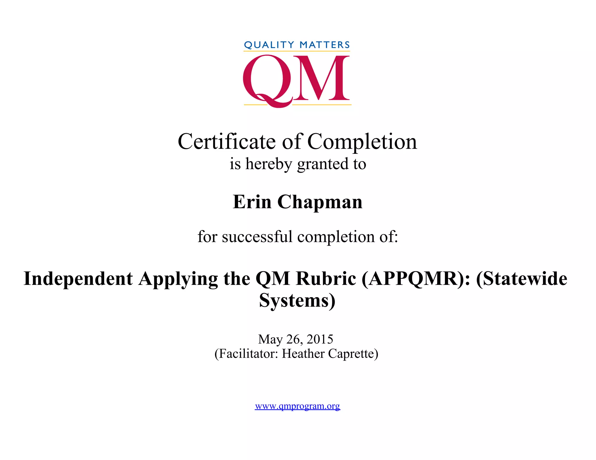 Applying the QM Rubric Certificateation | PPT