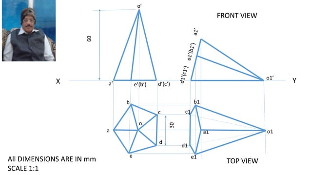 Projection of Pentagonal Pyramid solid | PPTX