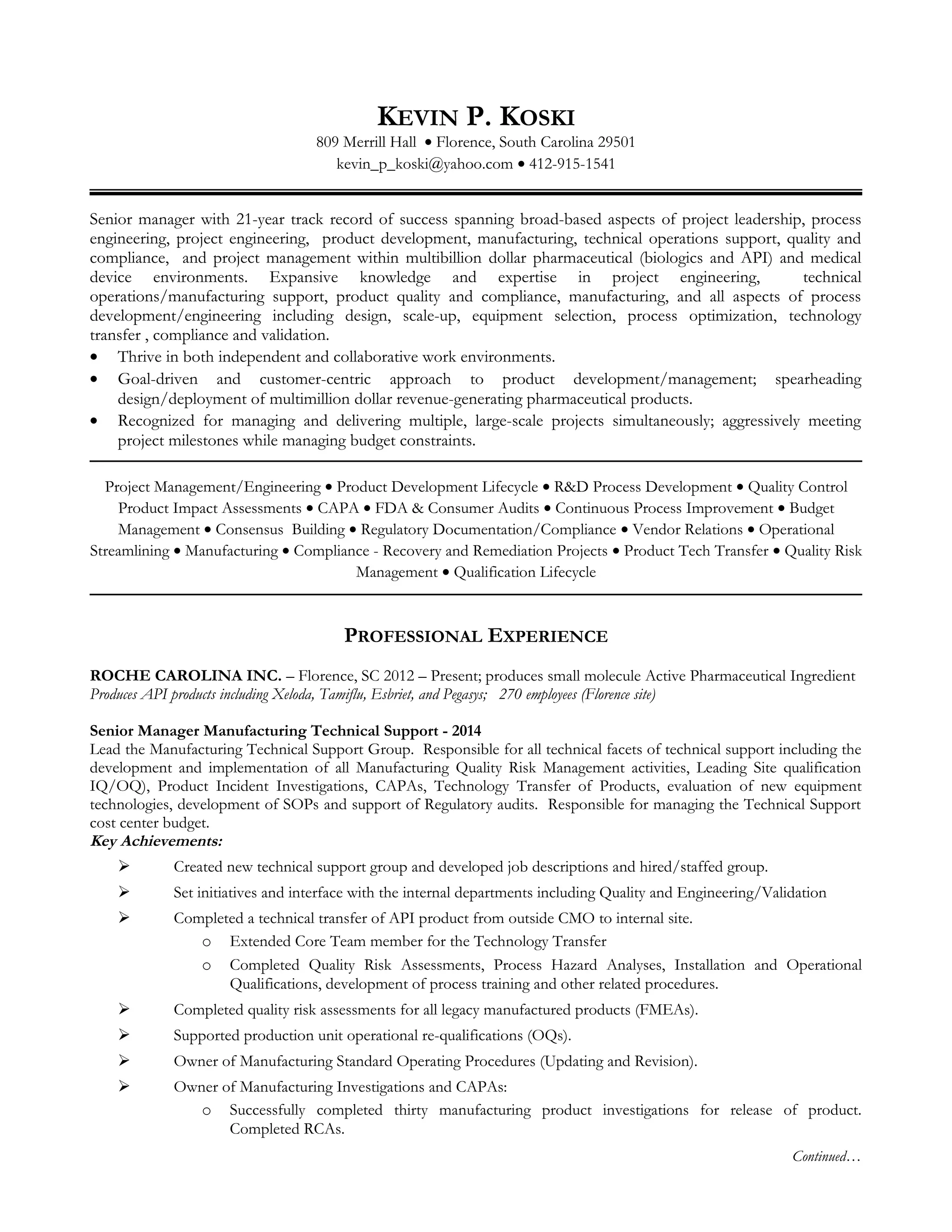 Resume Kevin_Koski_August_2016 | DOC