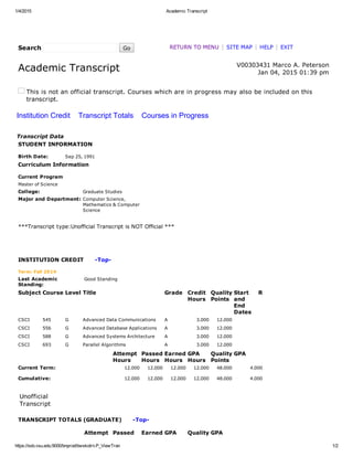 Grad CS Transcript | PDF