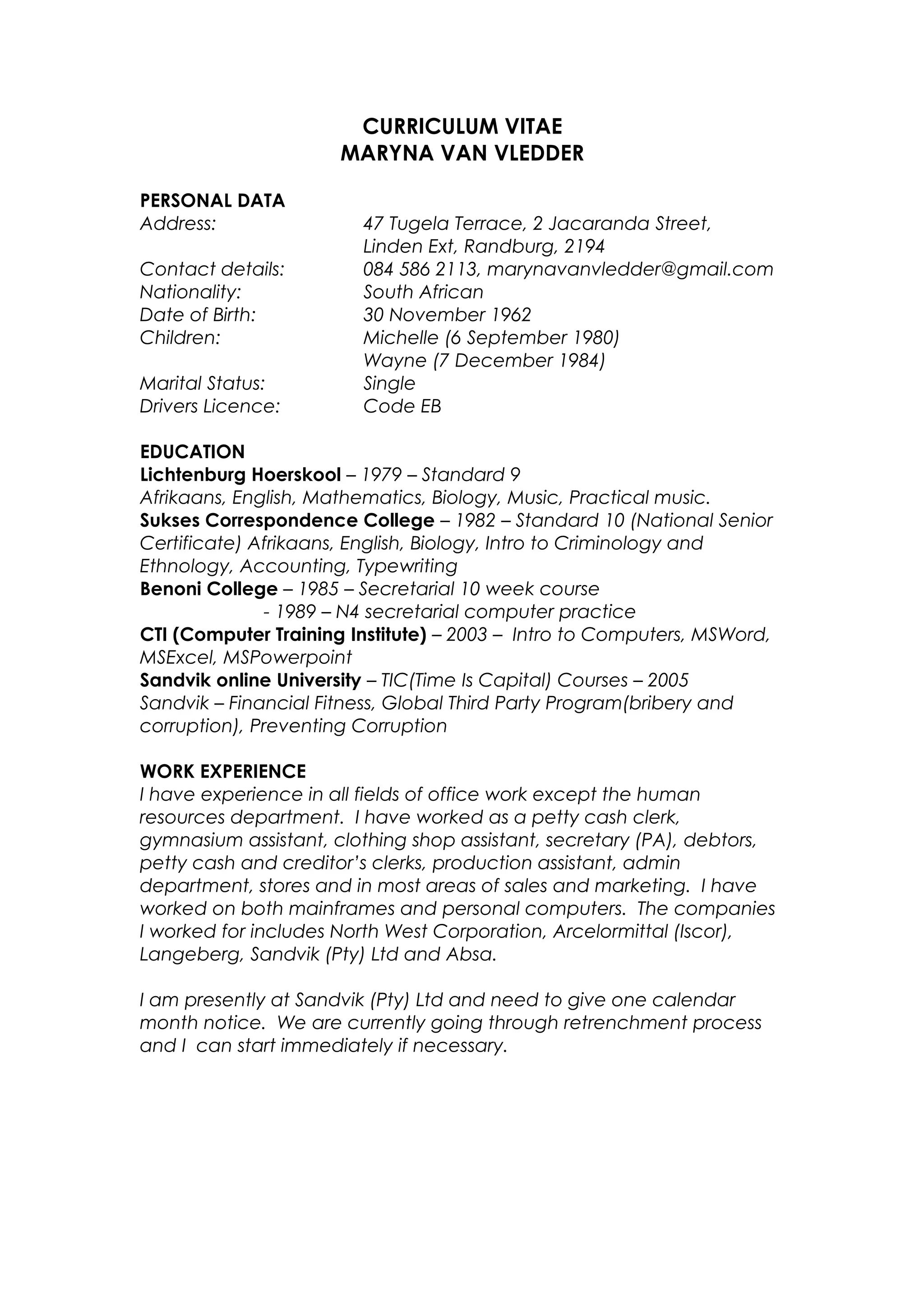 CURRICULUM VITAE SHORT | DOC