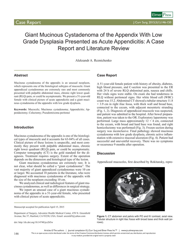 265-1738-1-PB APPENDIX CYSTADENOMA | PDF | Digestive Disorders ...