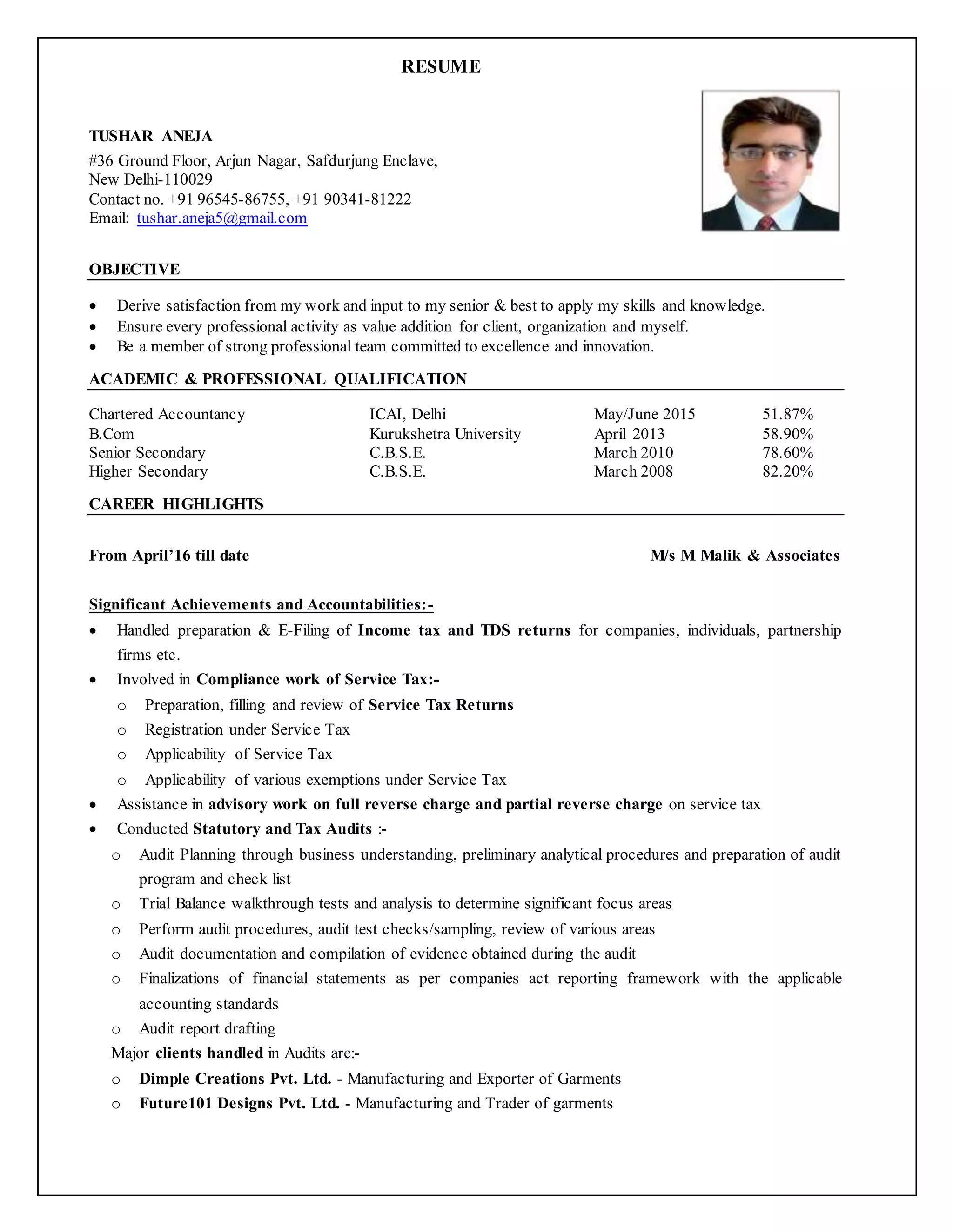 Resume Tushar Aneja | DOCX