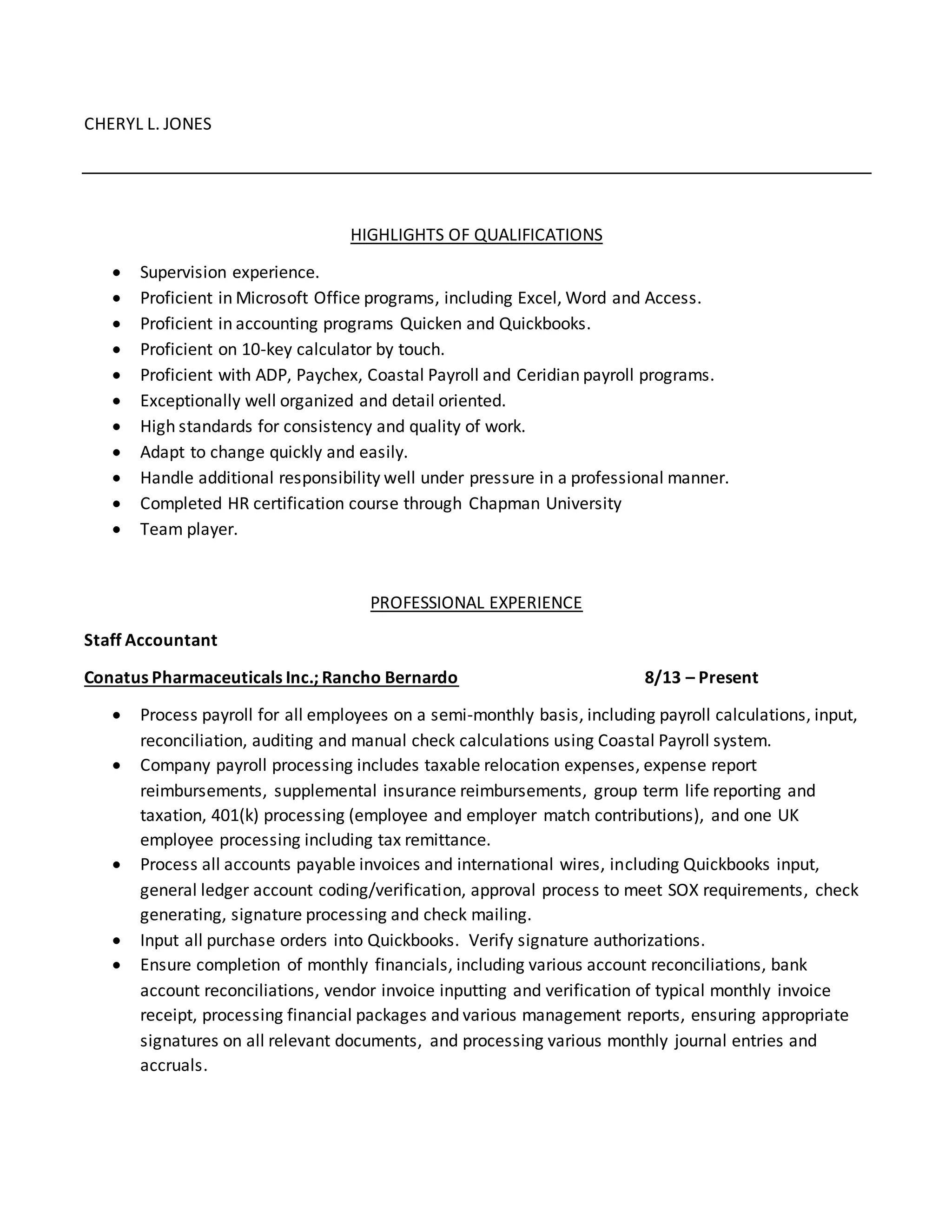 Resume Cheryl Smith trunicated | DOCX