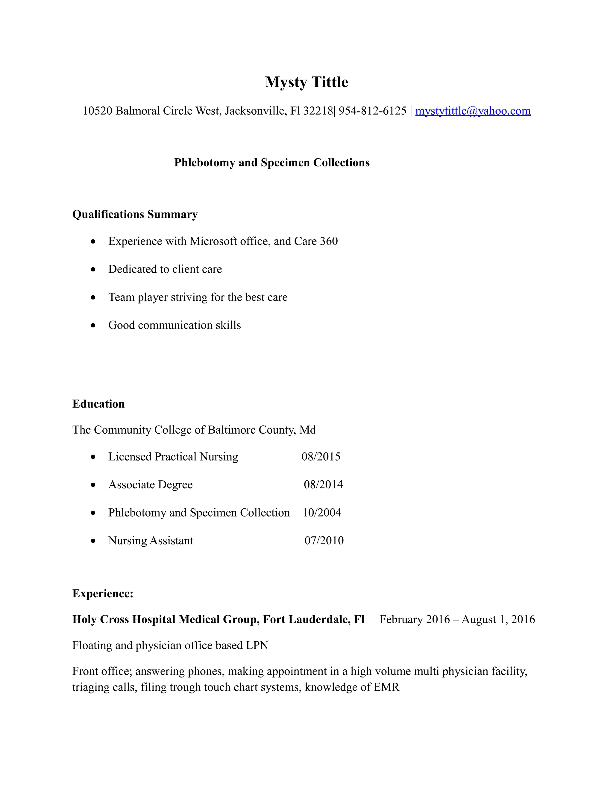 Resume 2016 phleb | DOC