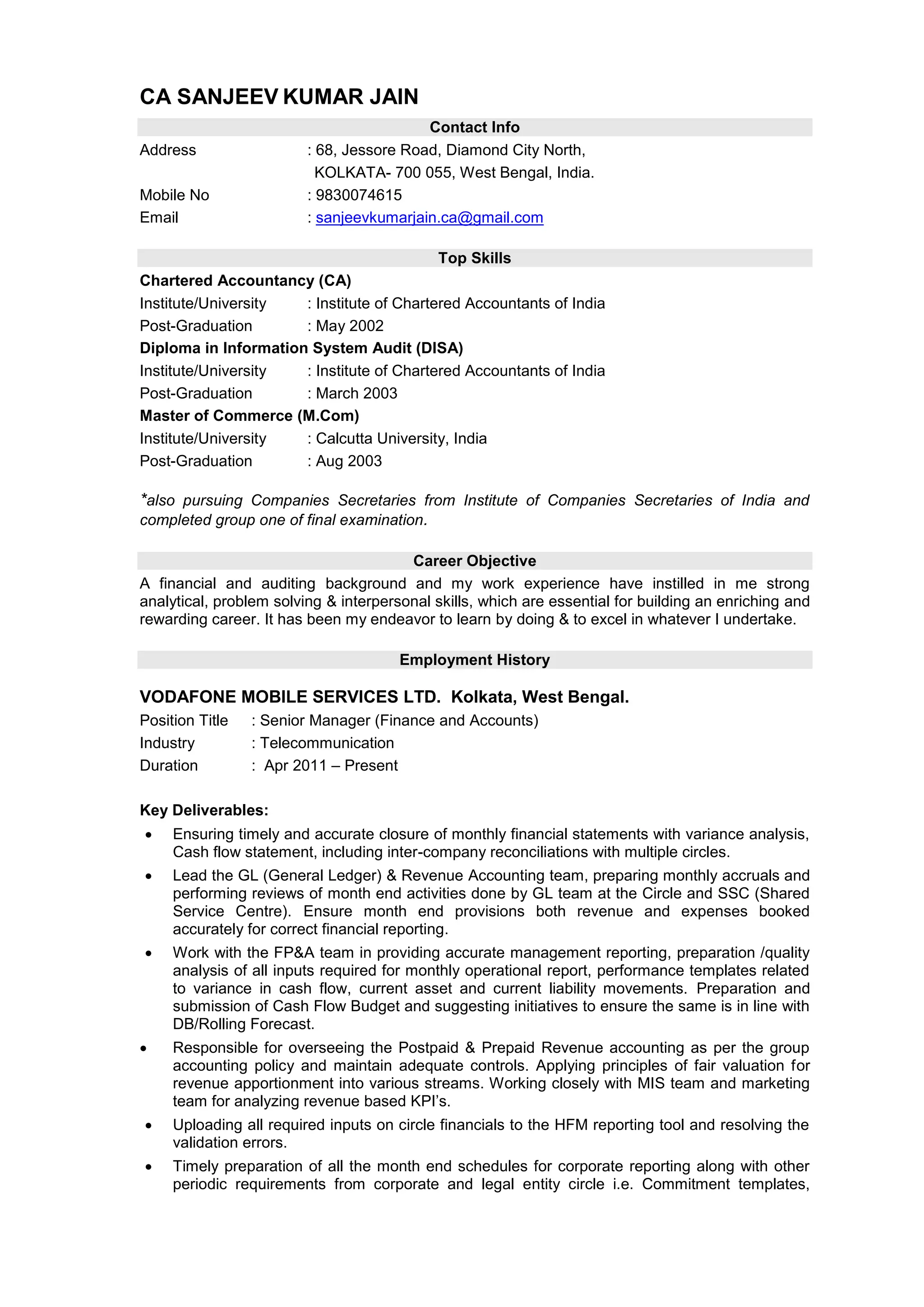 MyResume_Sanjeev F0516 | PDF