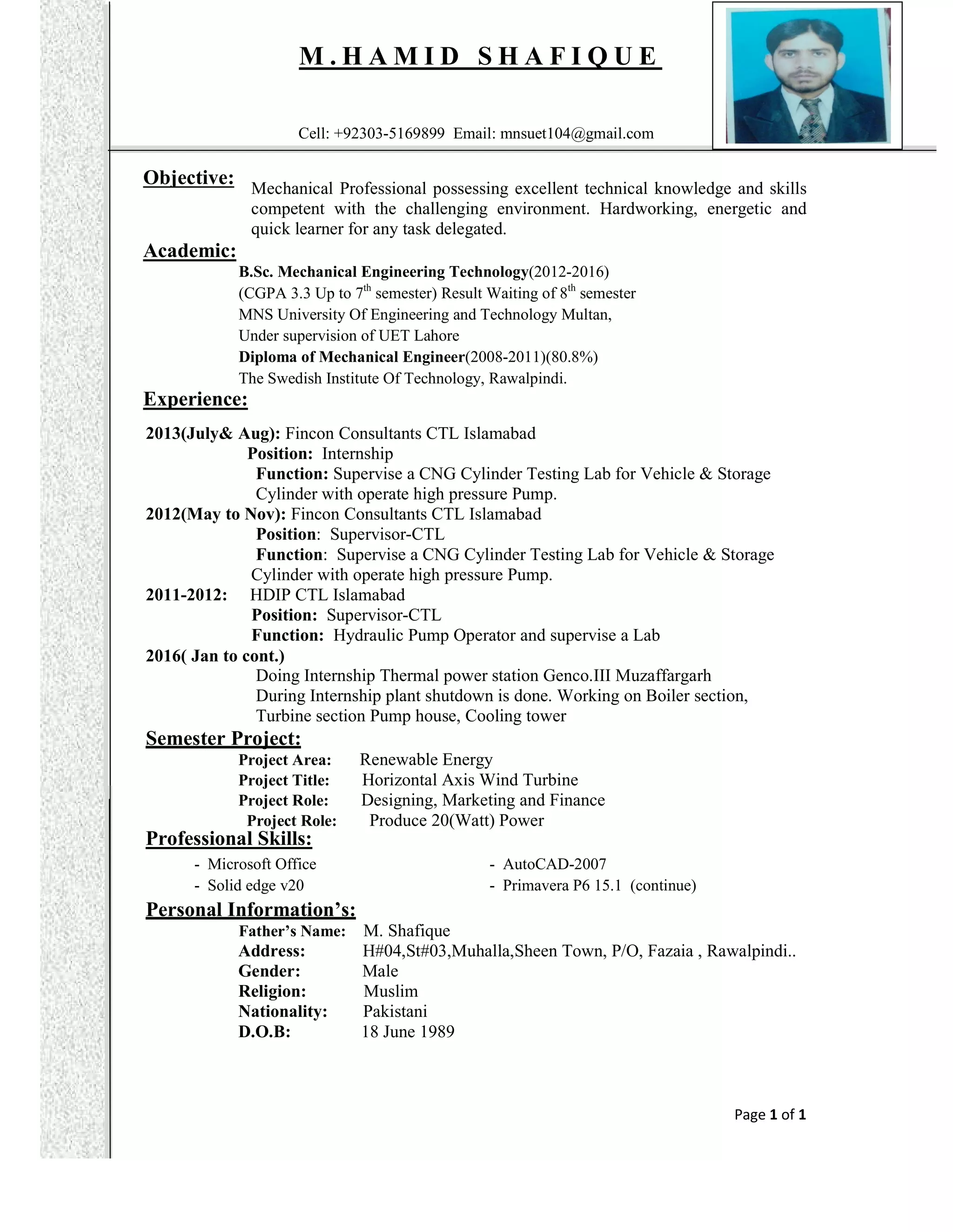Microsoft Word - Hamid cv 11 | PDF