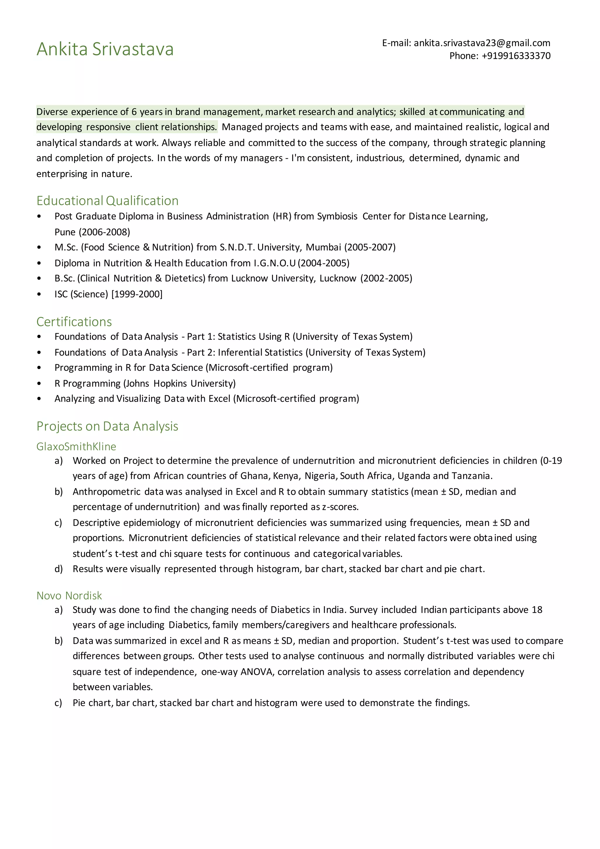 Ankita Srivastava Resume Jan 2017 | DOCX