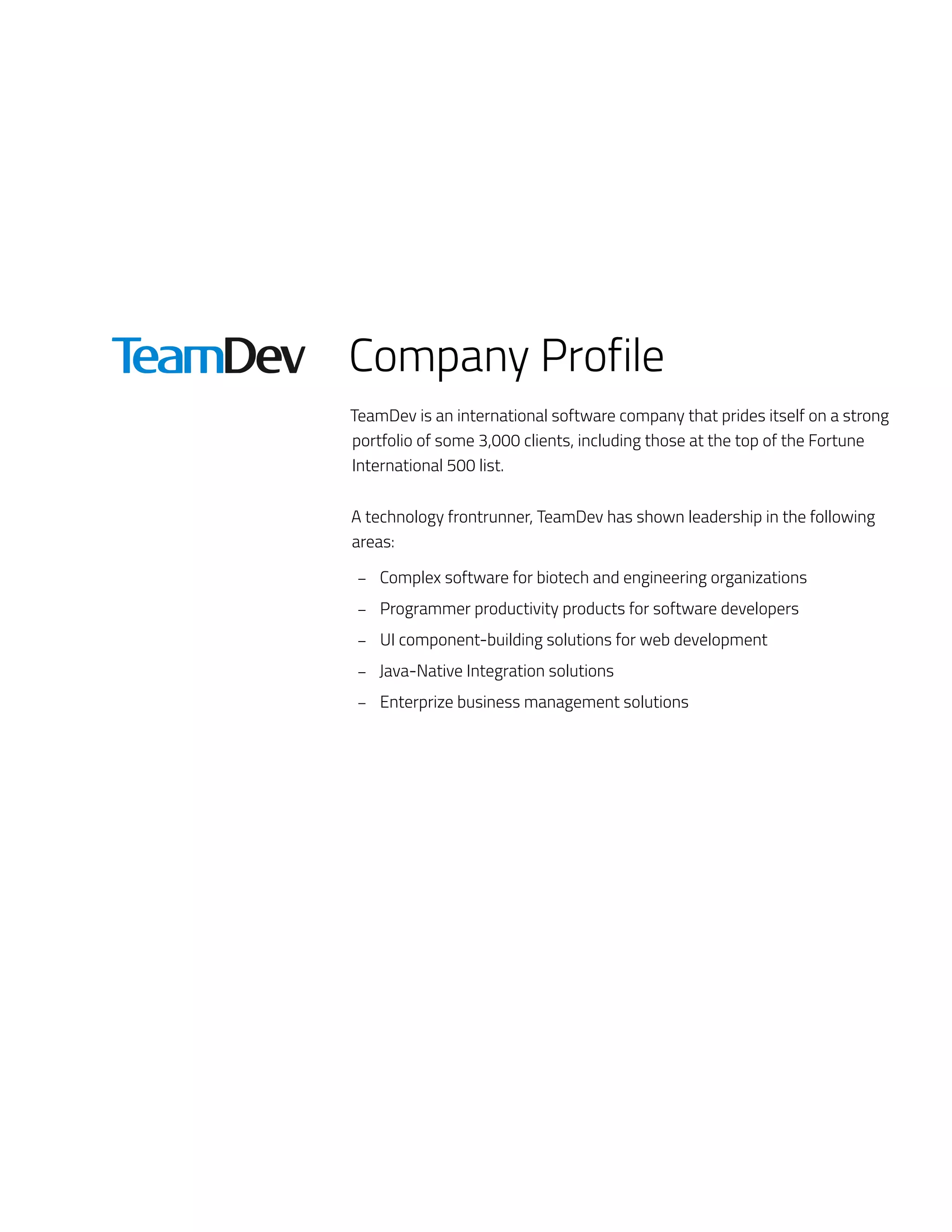 TeamDev-Company_Profile | PDF | Web Development | Internet