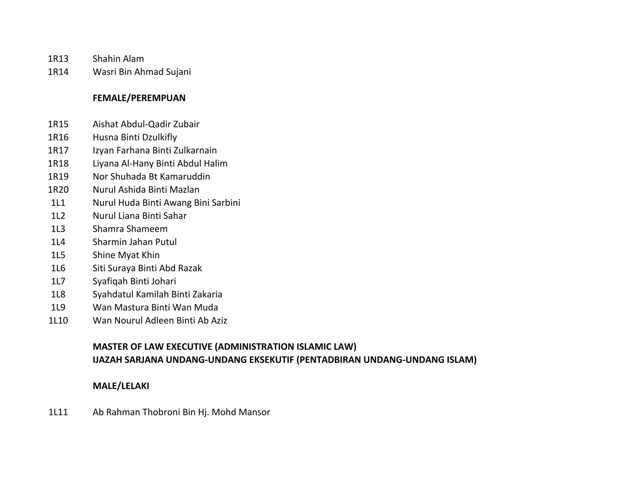 IIUM Graduation SeatingList2014(slides 11-12; 4L11-Akeem) | PDF