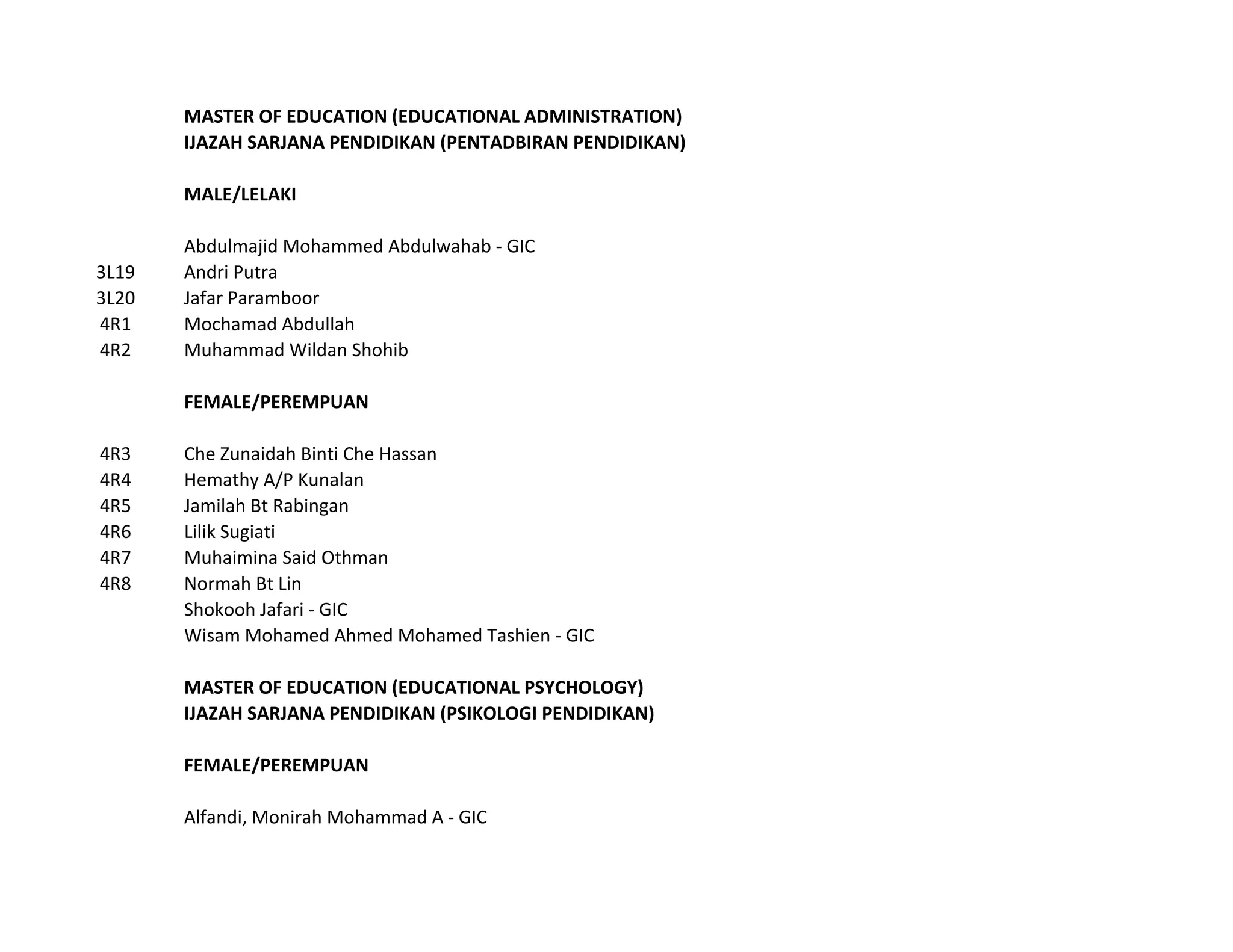 IIUM Graduation SeatingList2014(slides 11-12; 4L11-Akeem) | PDF