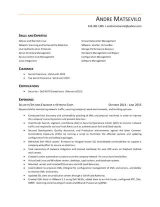 Andre Matsevilo Information Security RESUME | DOCX