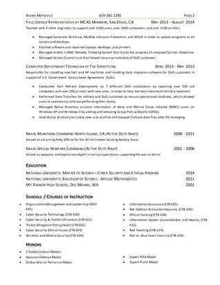 Andre Matsevilo Information Security RESUME | DOCX