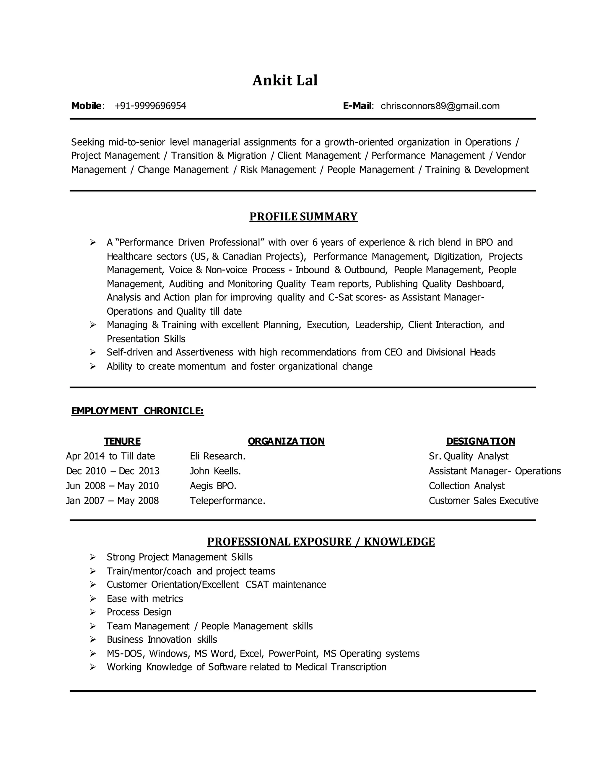 Resume - Ankit Lal1 | PDF