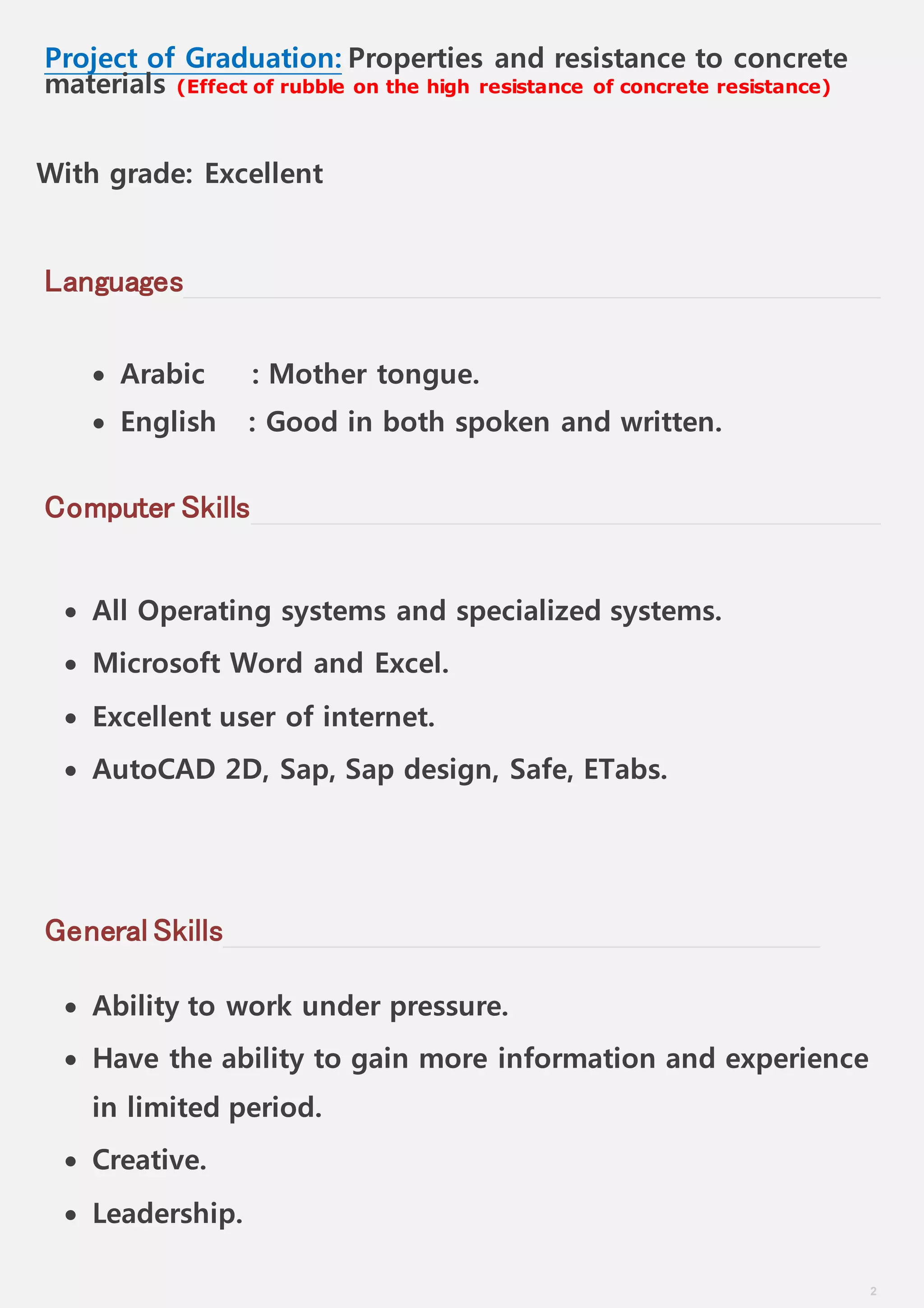 mahfouz CV | DOCX | Civil Engineering Industry | Industries