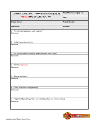 Mata electric QC PLAN | PDF