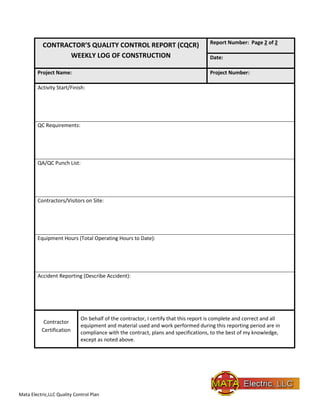 Mata electric QC PLAN | PDF