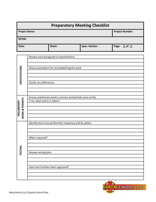 Mata electric QC PLAN | PDF