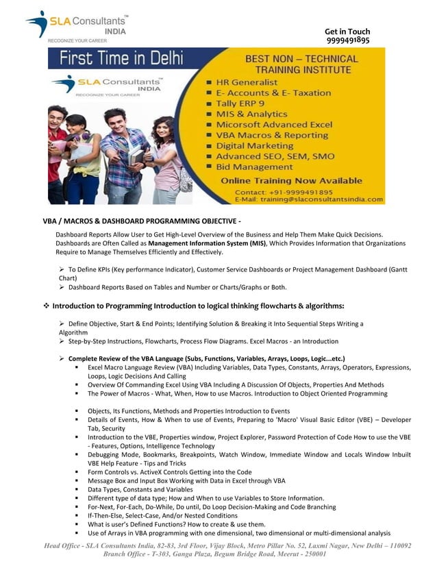 VBA Macros Course Content | PDF