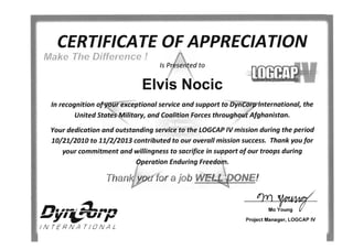CERTIFICATE OF APPRECIATION- DynCorp | PDF