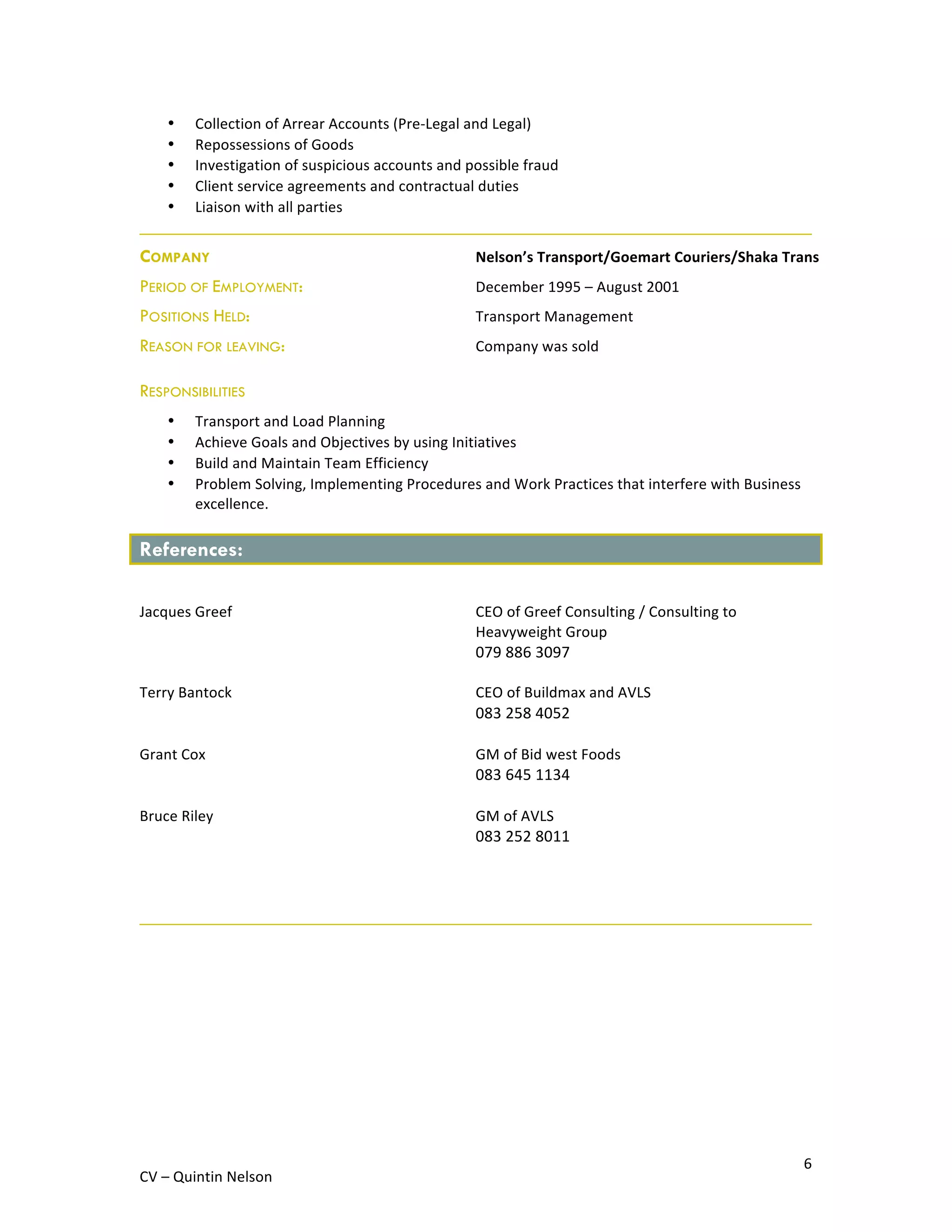 Quintin Nelson CV 2015. doc | PDF