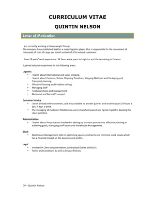 Quintin Nelson CV 2015. doc | PDF