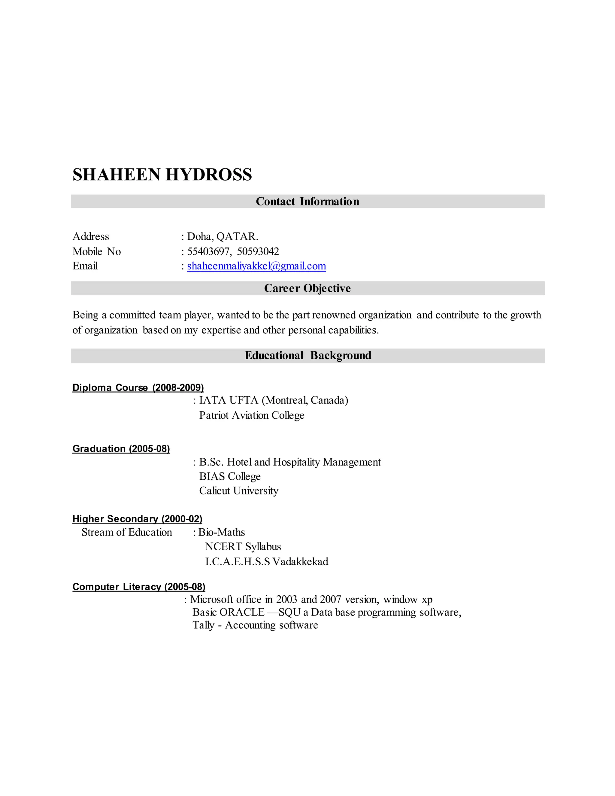 SHAHEEN RESUME-101 | DOCX