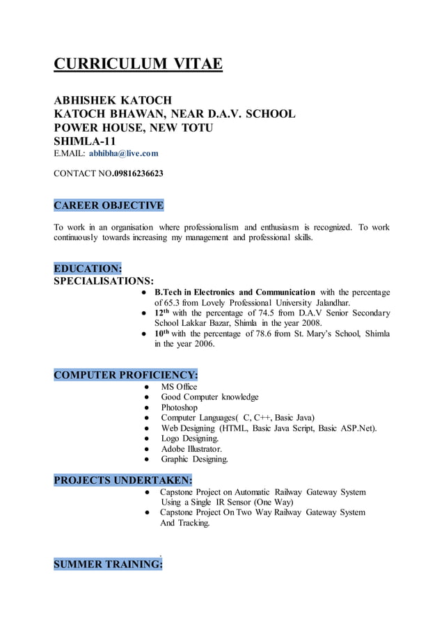 CopyofCURRICULUMVITAE.ABHI[1] | PDF