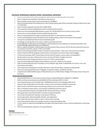 Gary DeWayne Brown I&E Resume | DOCX | Radio Control | Hobbies & Interests