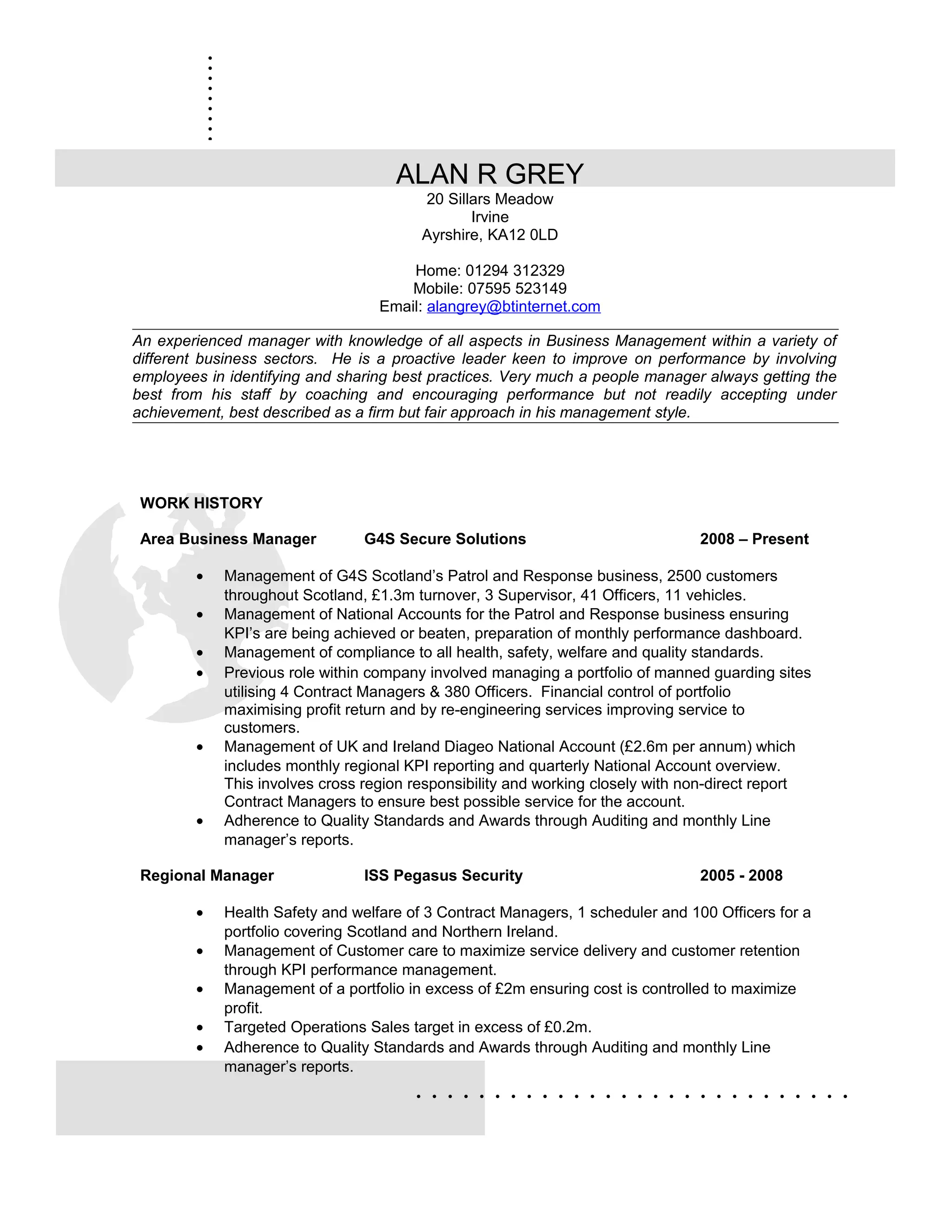 Alan Grey CV | PDF