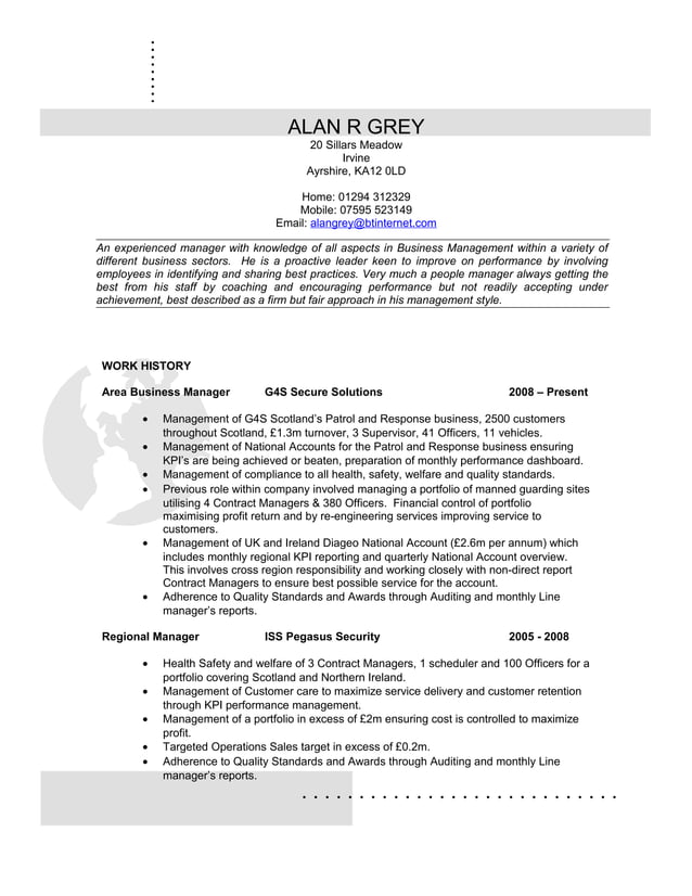 Alan Grey CV | PDF