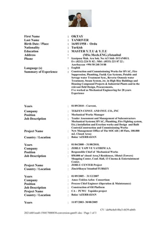 Oktay Tanriver Cv Format ENG | DOC