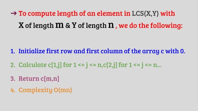 Longest Common Subsequence | PPTX | Programming Languages | Computing