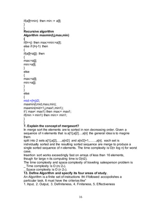 ALGORITHMS - SHORT NOTES | DOC