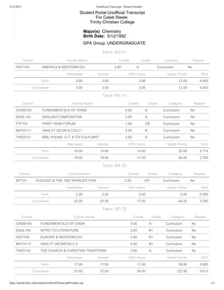 Unofficial Transcript - Printer Friendly | PDF