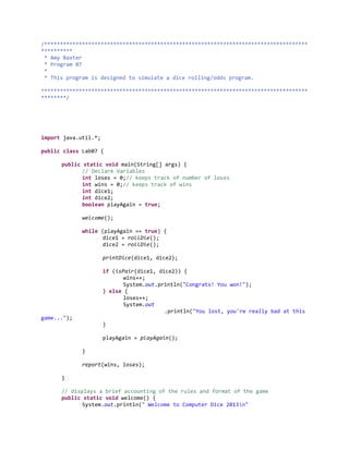 DiceSimulatorProgram | PDF