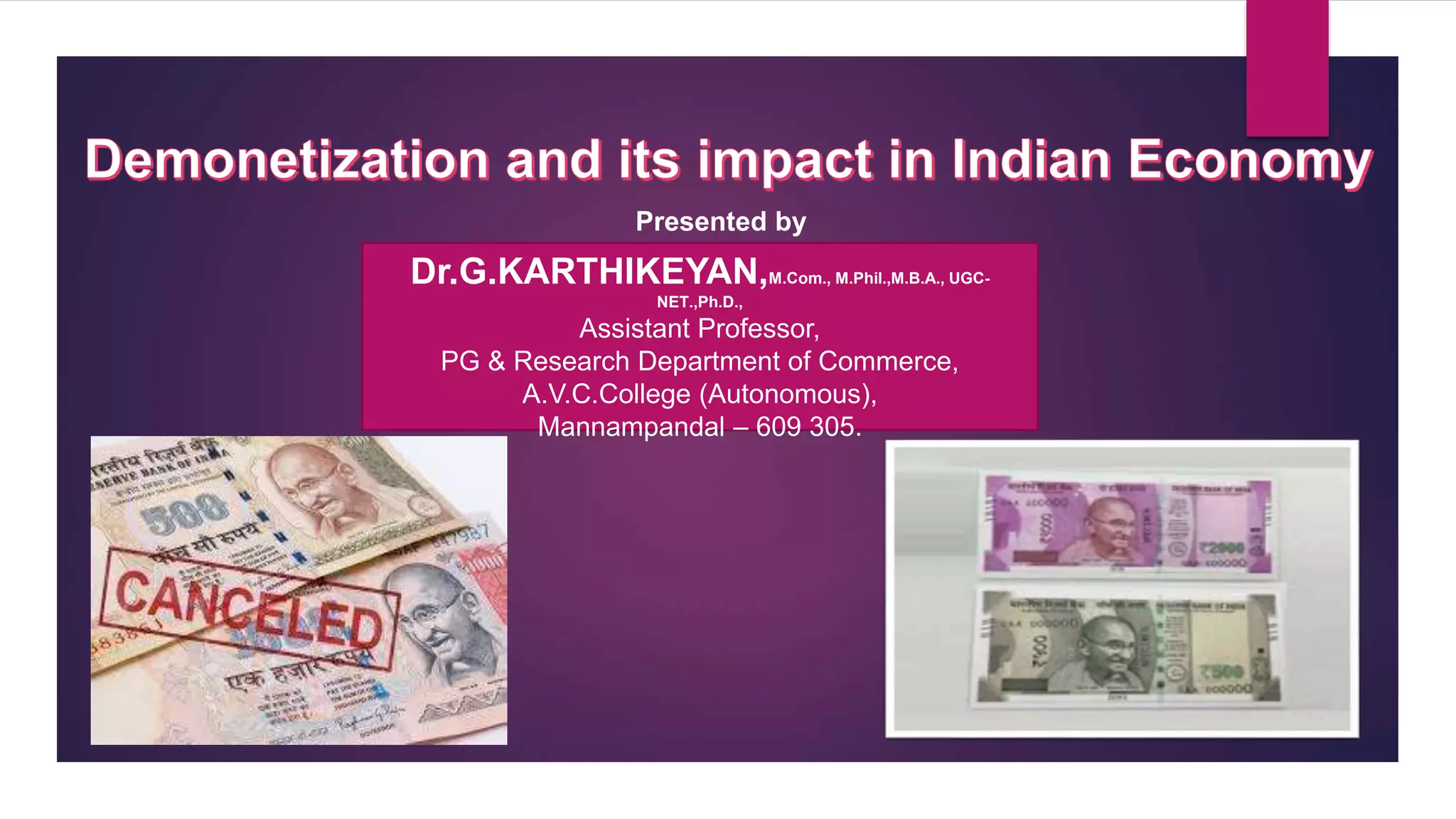 Demonetization and its impact in Indian Economy | PPTX
