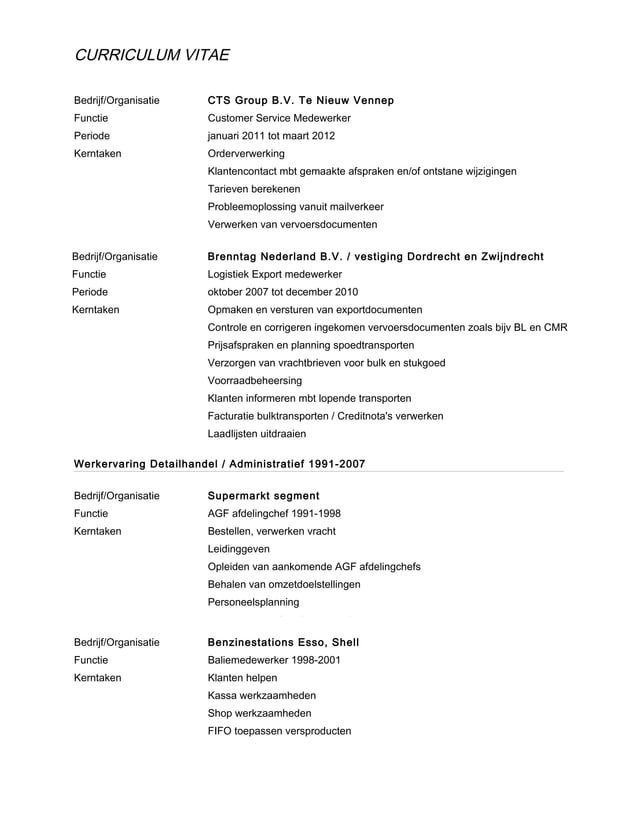 Curriculum Vitae update uitgebreid 2015 LinkedIn | ODT | Logistics | Business