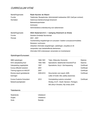 Curriculum Vitae update uitgebreid 2015 LinkedIn | ODT | Logistics | Business