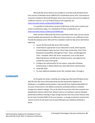 Dell Acceleration Appliance for Databases 2.0 and Microsoft SQL Server 2014: A reference ...