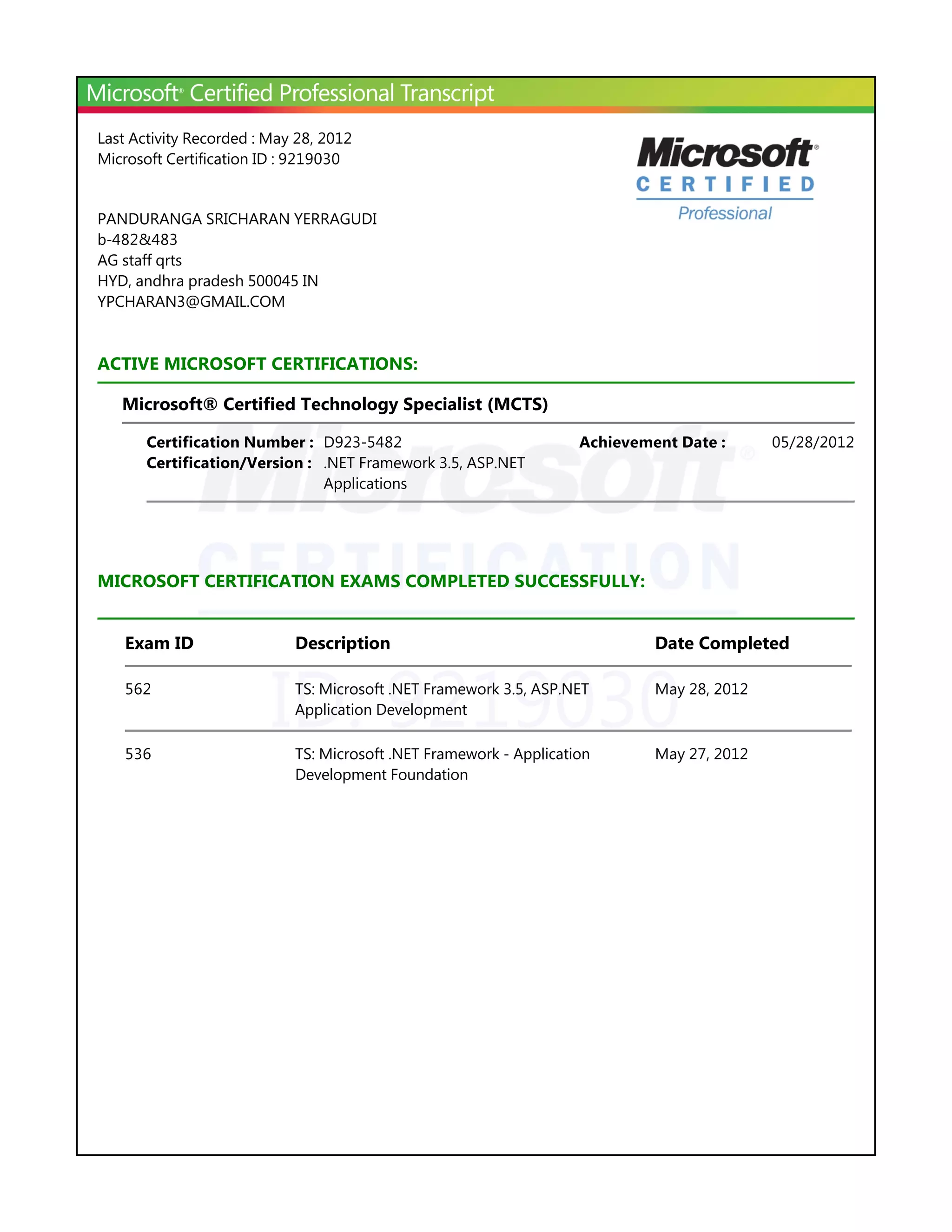 MS_Learning_Transcript | PDF | Computer Software and Applications | Computing