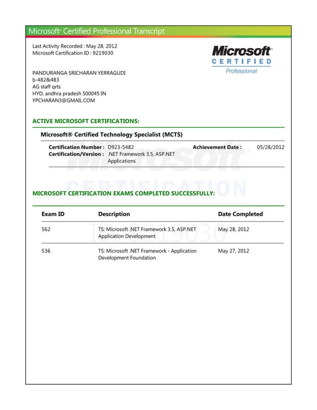 MS_Learning_Transcript | PDF | Computer Software and Applications | Computing