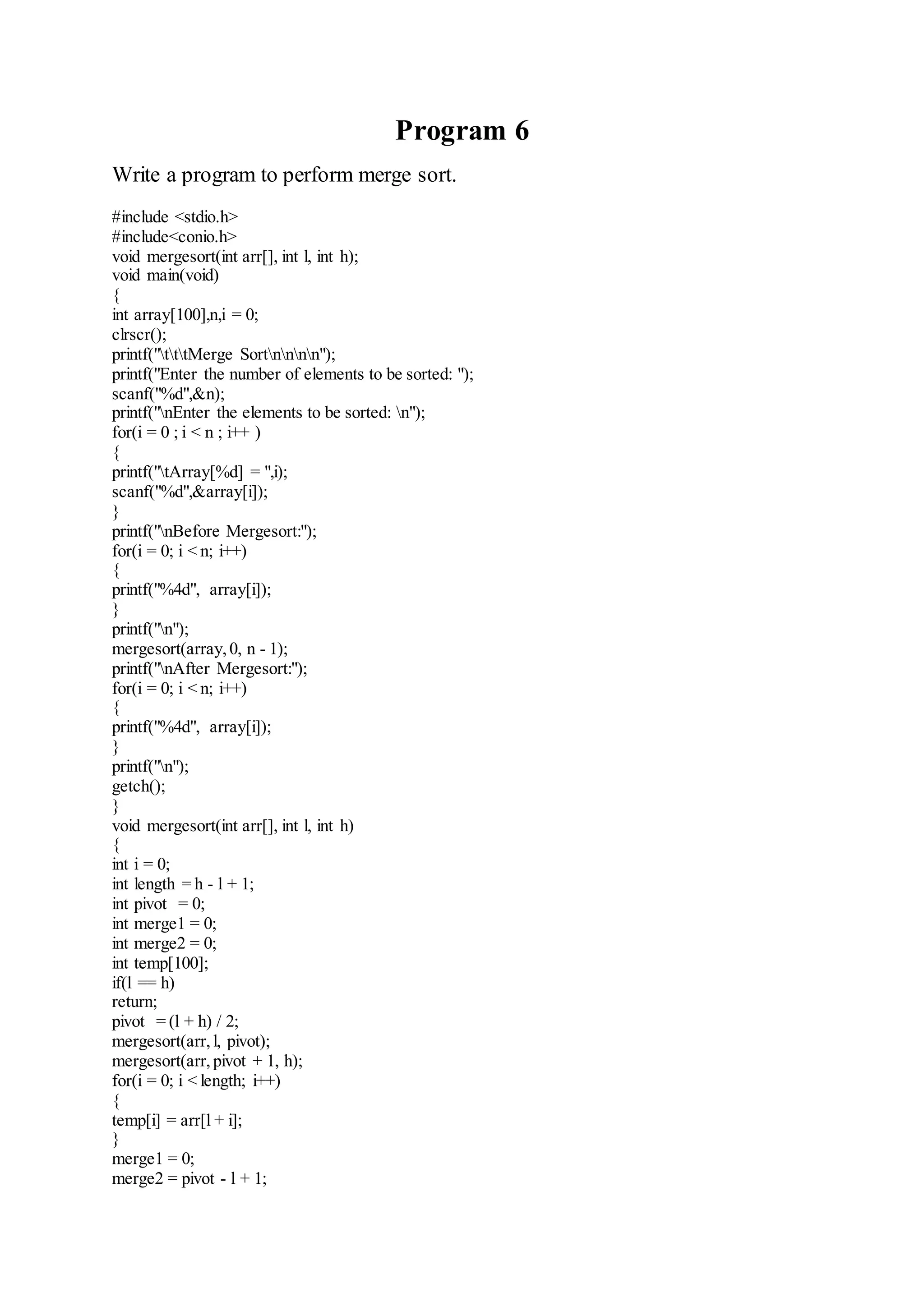 DAA Lab File C Programs | DOCX