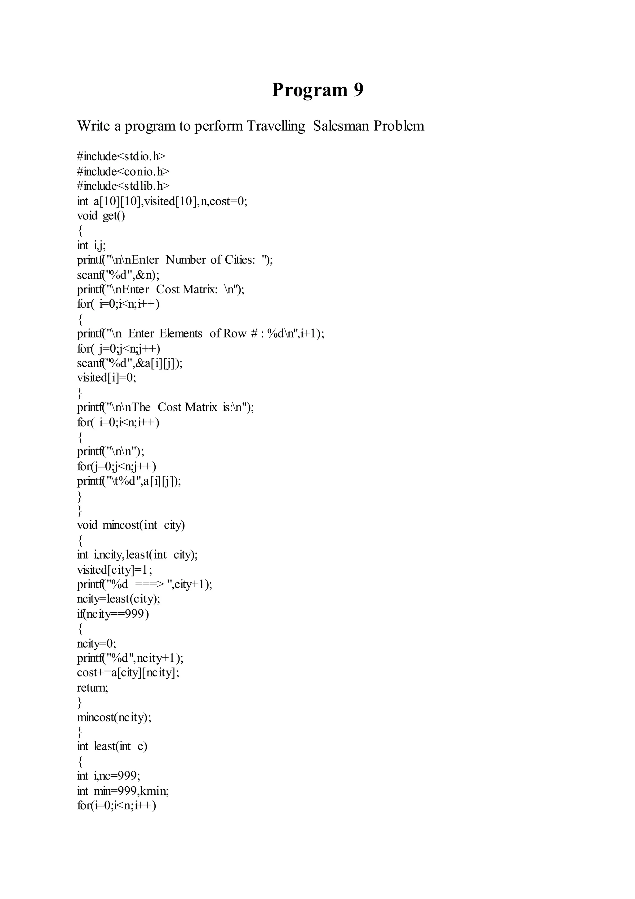 DAA Lab File C Programs | DOCX