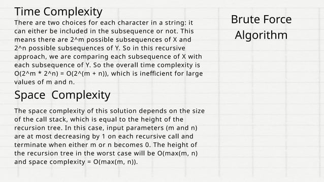 Design And Analysis Of Algorithm Longest Common Subsequence Ppt 