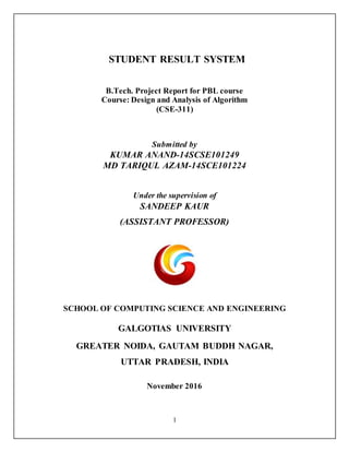 Project for Student Result System | DOCX