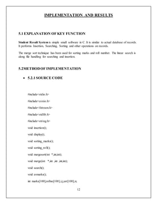 Project for Student Result System | DOCX