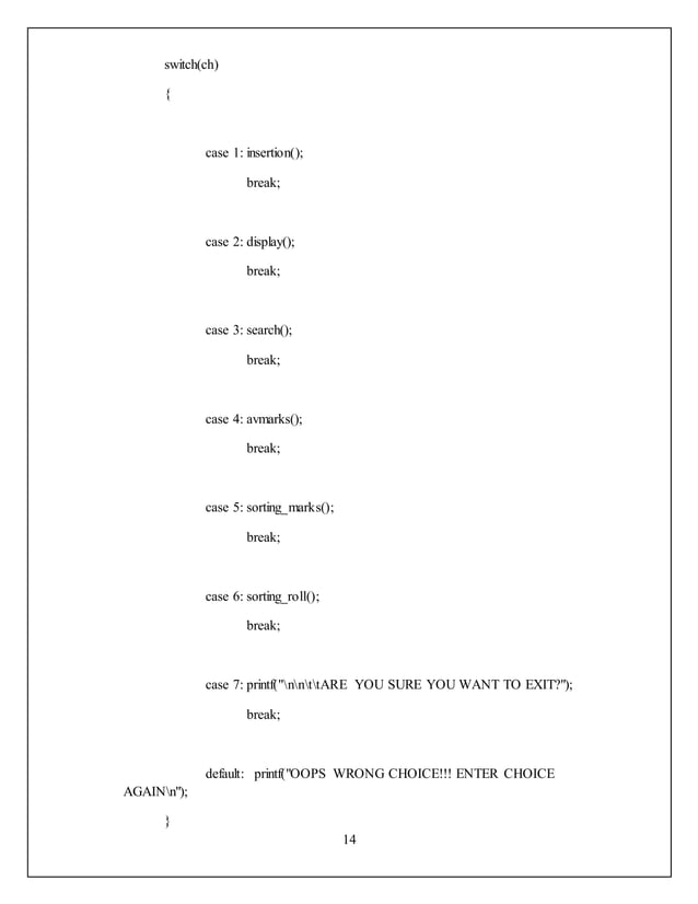 Project for Student Result System