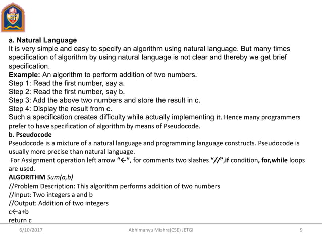 Daa unit 1 | PPTX | Programming Languages | Computing